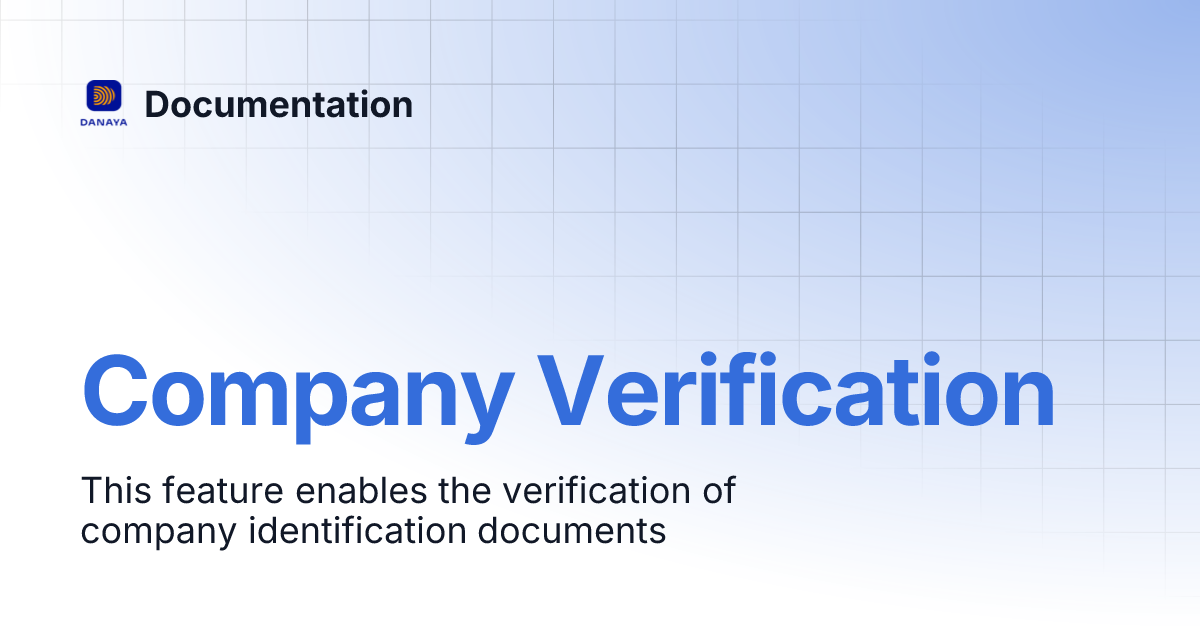 Company Verification | Documentation