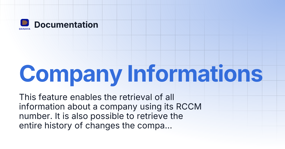 Company Informations | Documentation